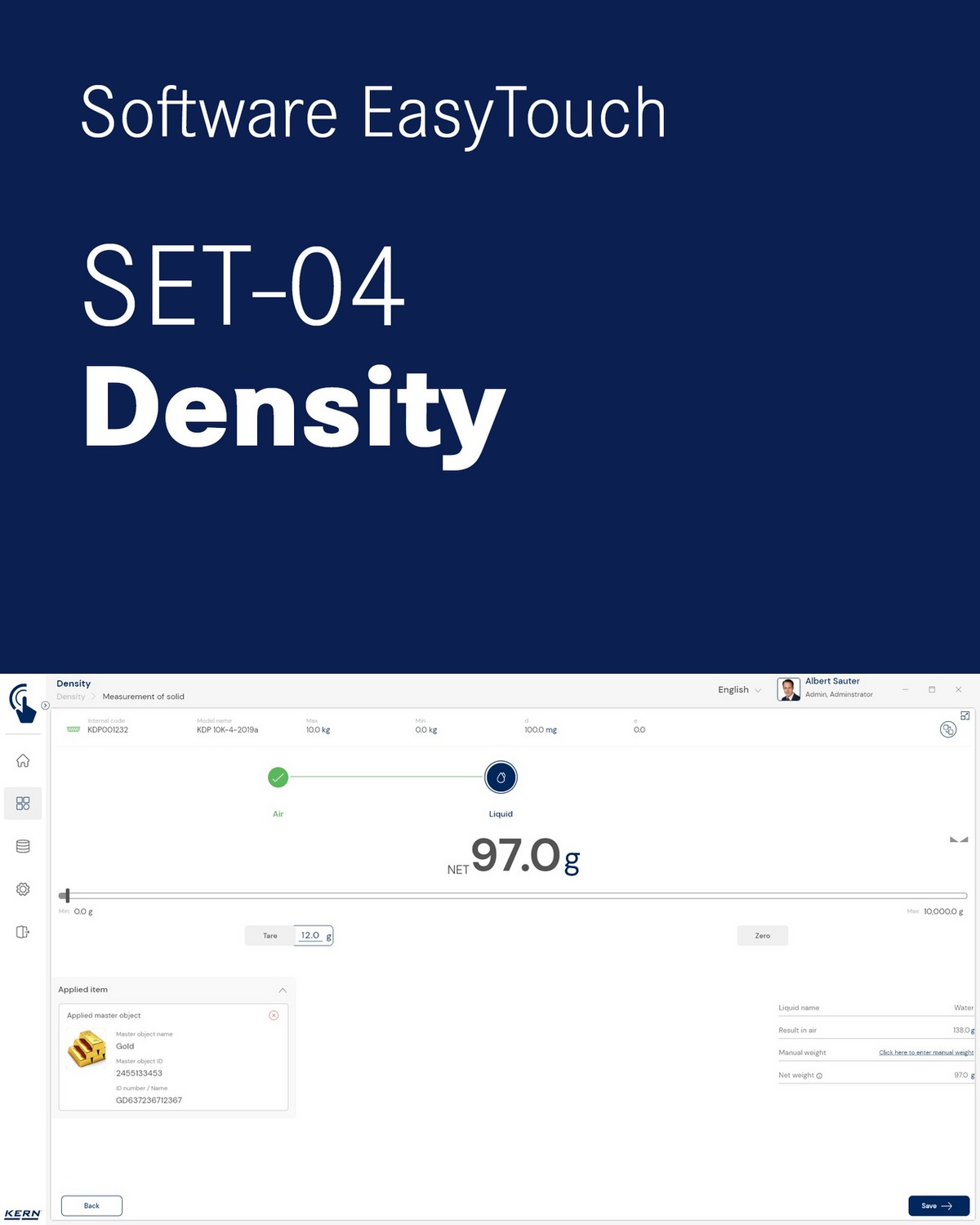 Software SET-04 - KERN (EasyTouch Density – Función de determinación de ...