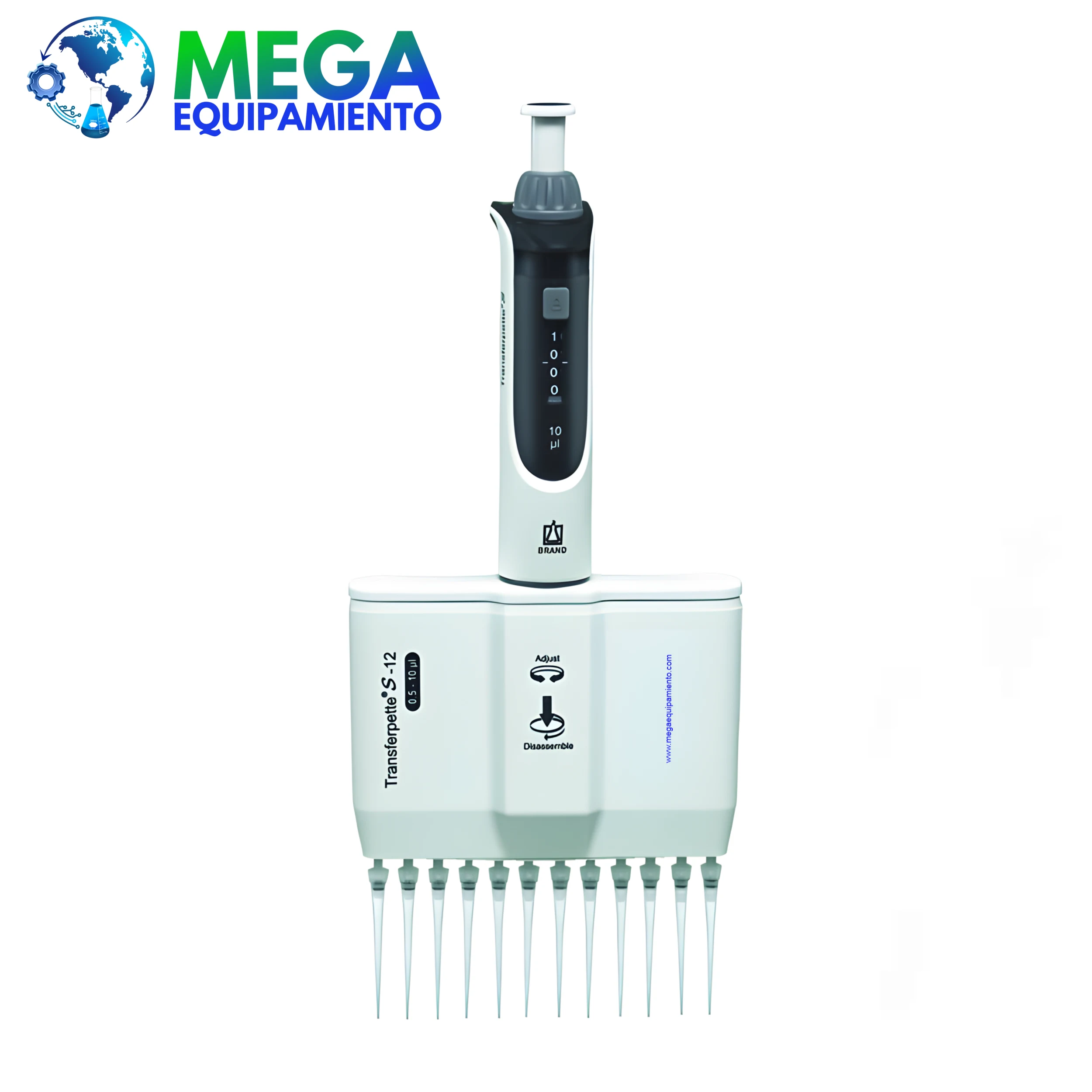 Pipeta multicanal Transferpette S 12 canales 0,5 a 10 µl Ajustable ...